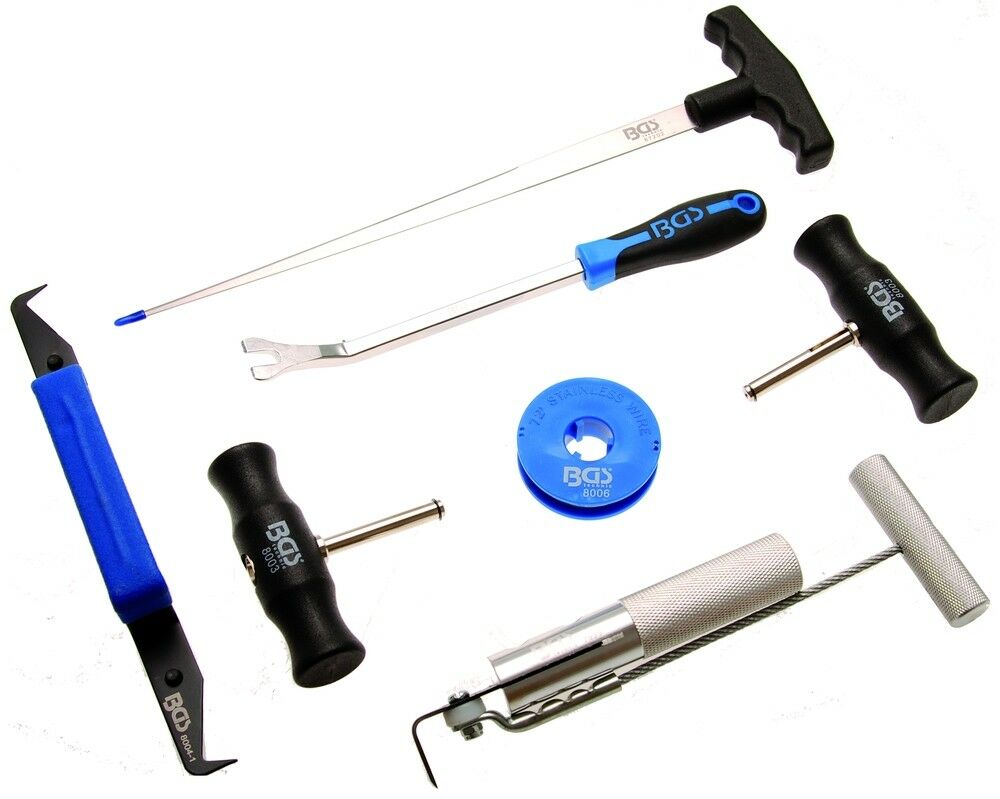 WINDSCREEN REMOVAL TOOLS, for glued window, set 7 pcs | Unicat